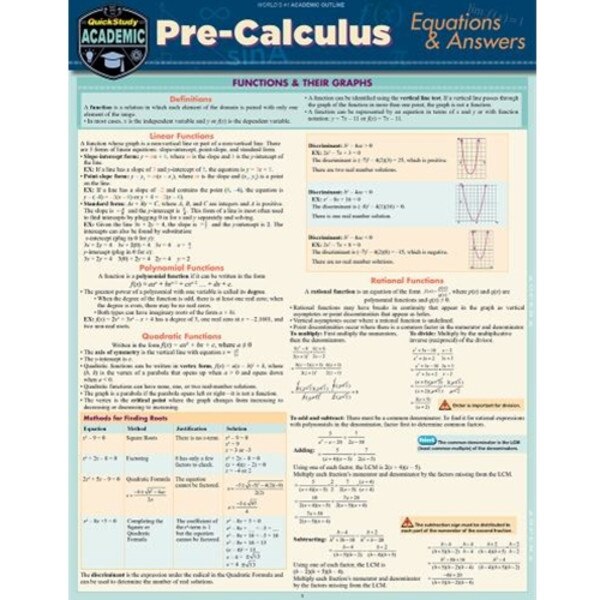 Pre-Calculus Equations and Answers | UC San Diego Bookstore