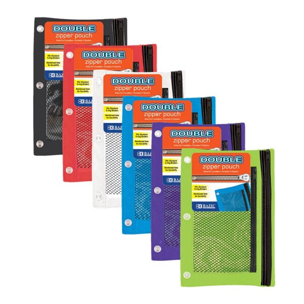 Bazic 3-Ring Pencil Pouch W/ Mesh Window | UC San Diego Bookstore